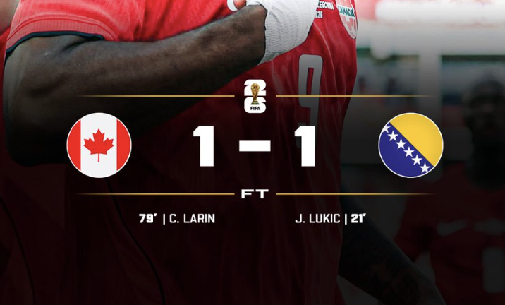 Canada Held to 1–1 Draw by Bosnia and Herzegovina as Larin Cancels Out ...